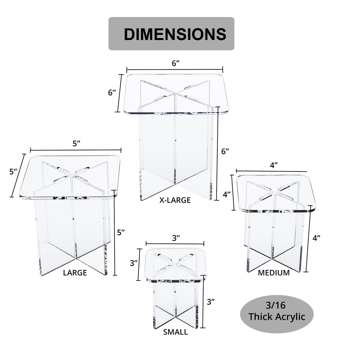 Clear Choice Set of 4 Square Acrylic Stands | Clear Choice stands